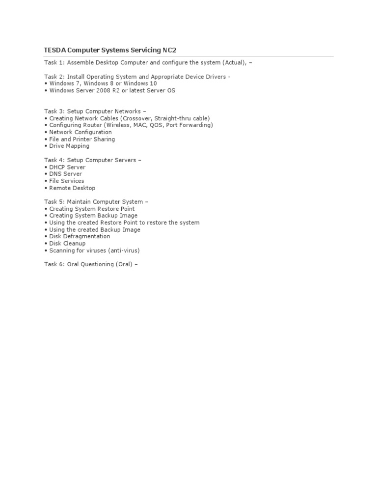 TESDA Computer Systems Servicing NC2 | PDF