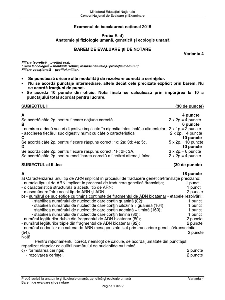 Barem Anatomie BAC 2019 | PDF