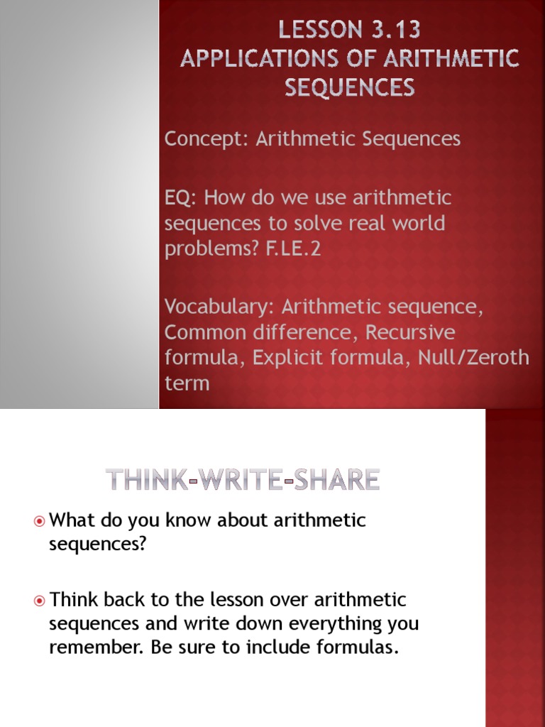 Real-Life Applications of Arithmetic Sequences | PDF | Sequence ...