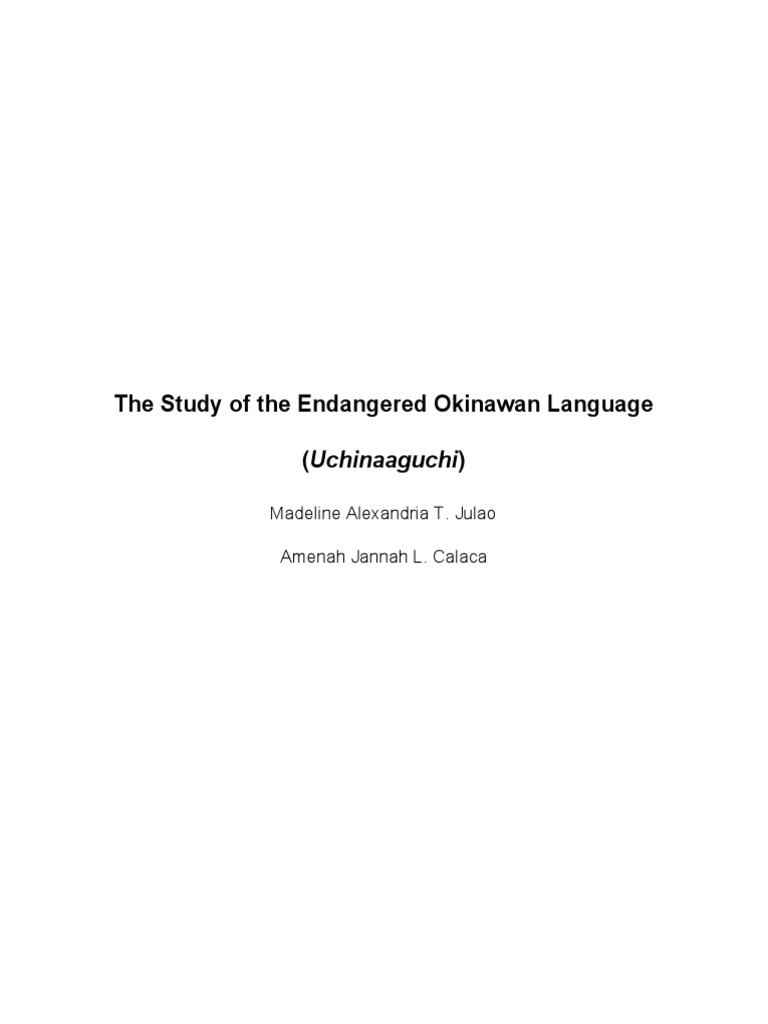 Okinawan (Uchinaaguchi - Hogen) | PDF | Phonology | Multilingualism