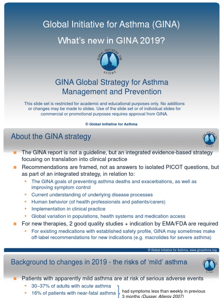 Global Initiative For Asthma (GINA) What's New in GINA 2019? | PDF ...