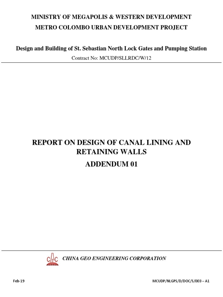 Design of Canal Lining System | PDF | Friction | Concrete