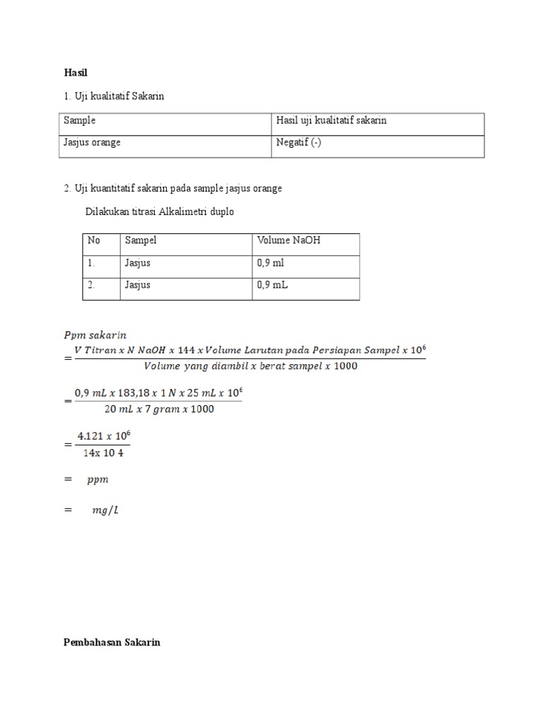 Pembahasan Sakarin | PDF