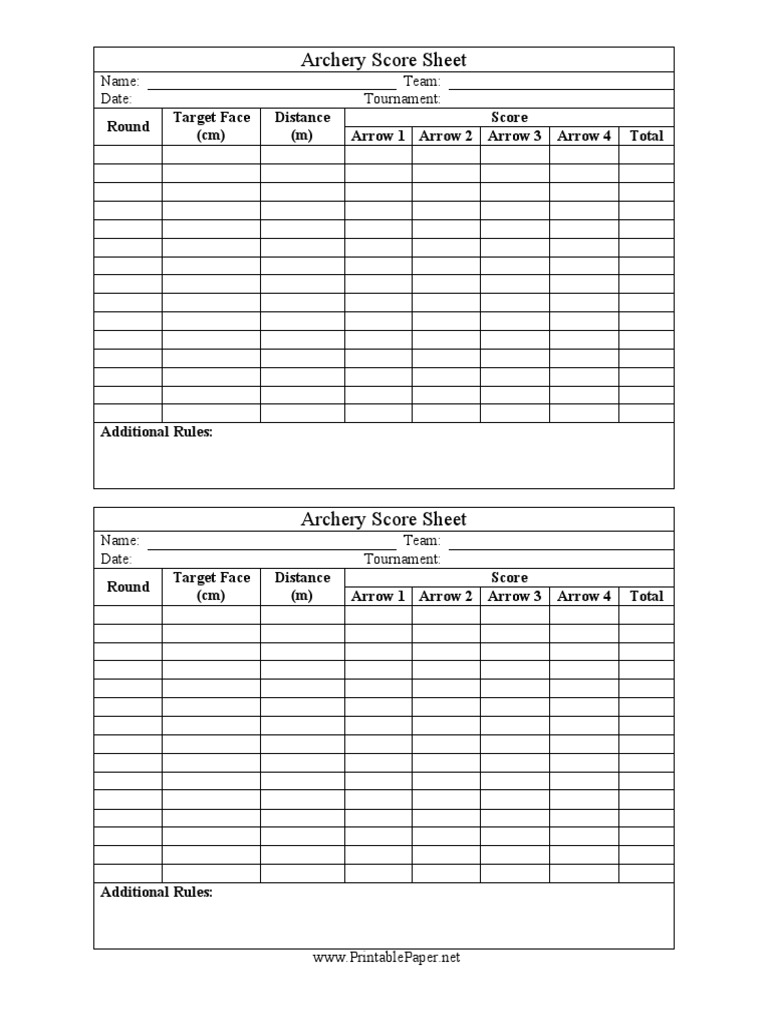 Archery Score Sheet PDF | PDF
