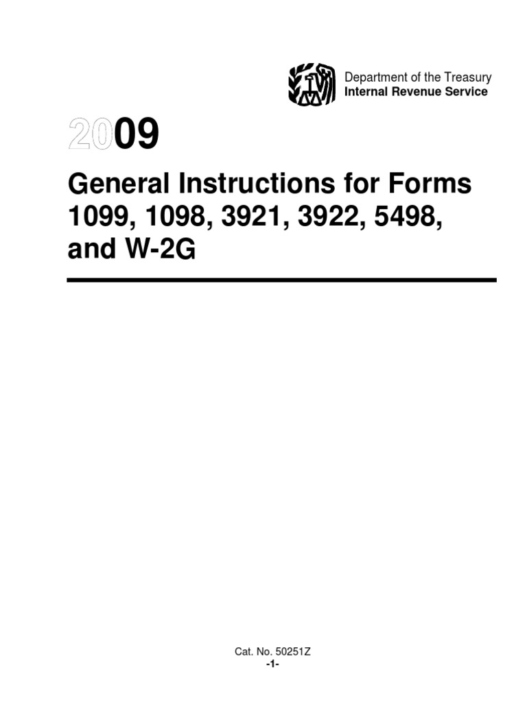 General Instructions For Forms 1099, 1098, 3921, 3922, 5498, and W-2G | PDF | Irs Tax Forms ...