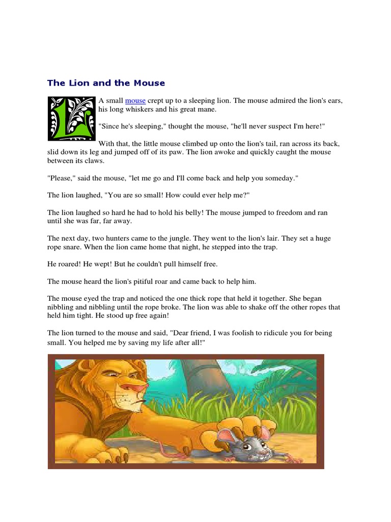 The Lion and The Mouse | PDF | Lion | Nature