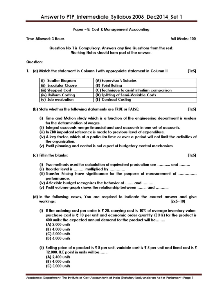 Cost Accounting Problems and Solutions | PDF | Cost Accounting ...
