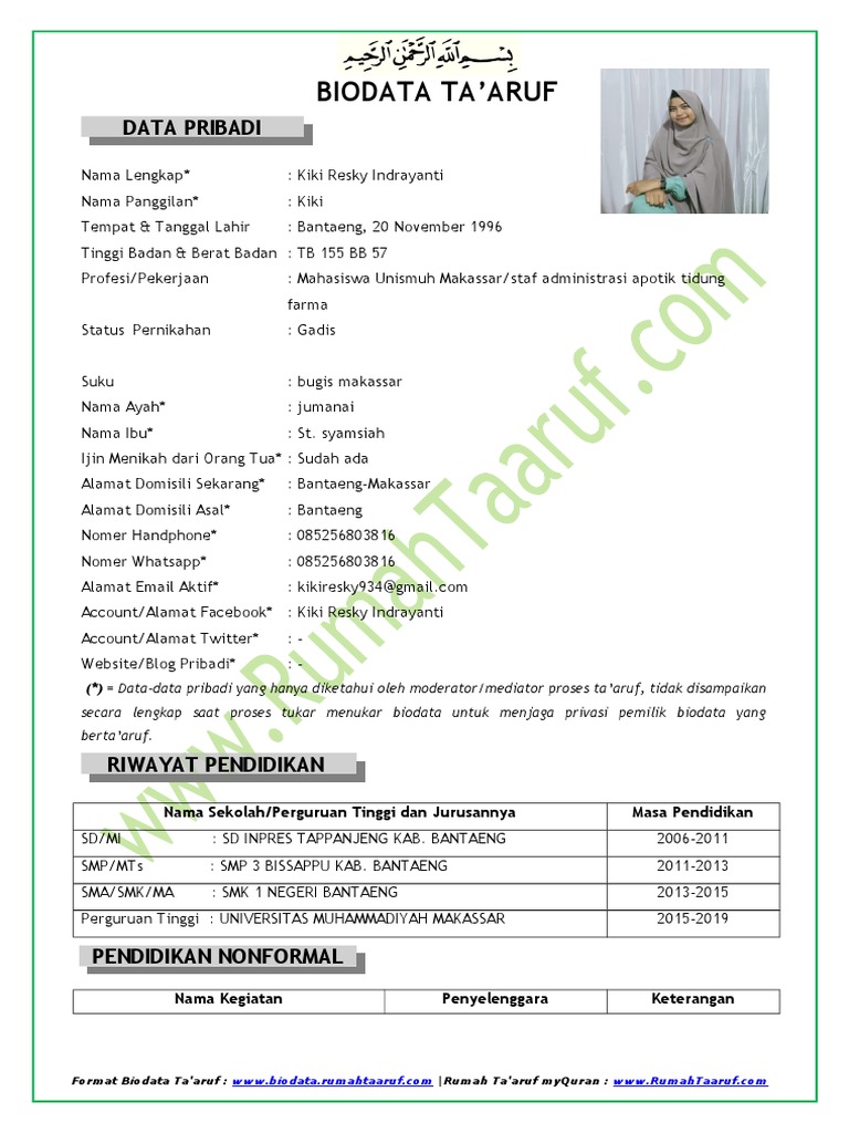 Format Biodata Taaruf | PDF