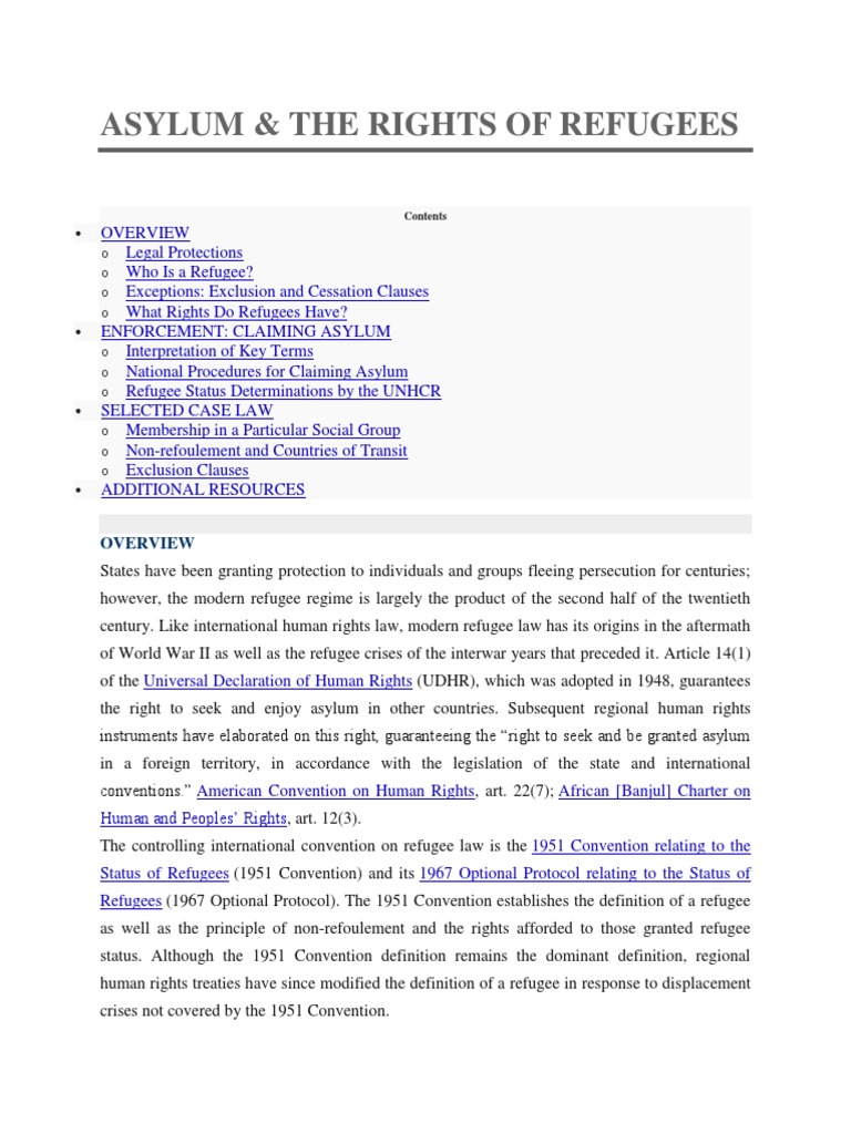 Refugees and Assylum | PDF | Refugee | Asylum Seeker