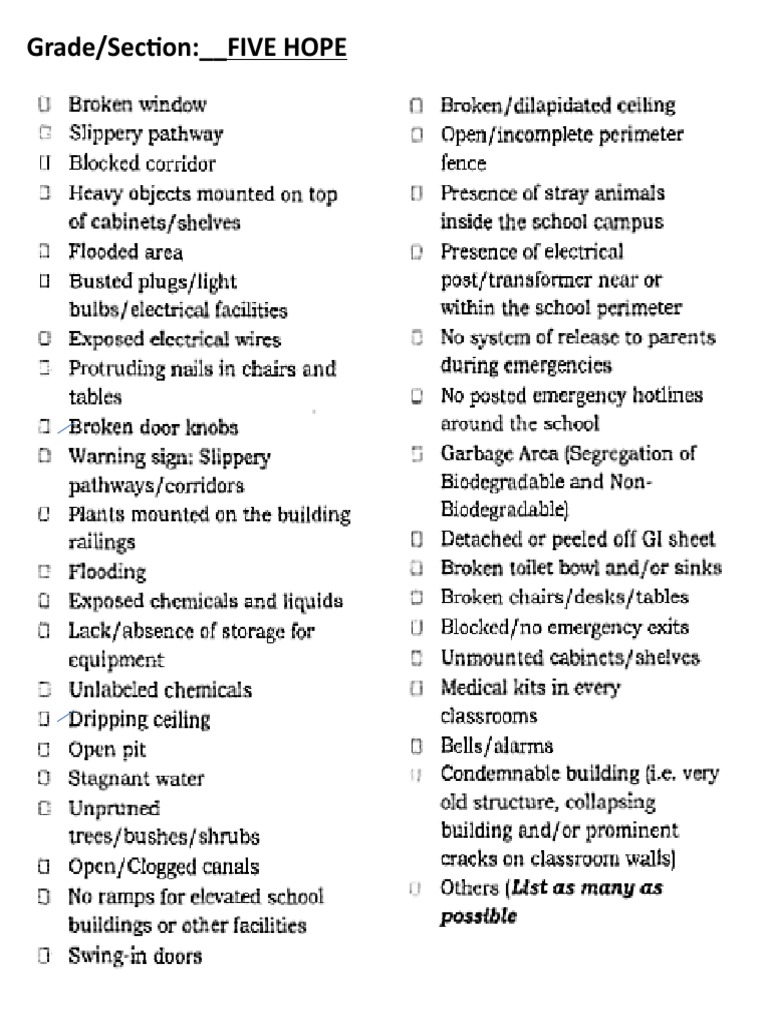 Hazard Checklist | PDF