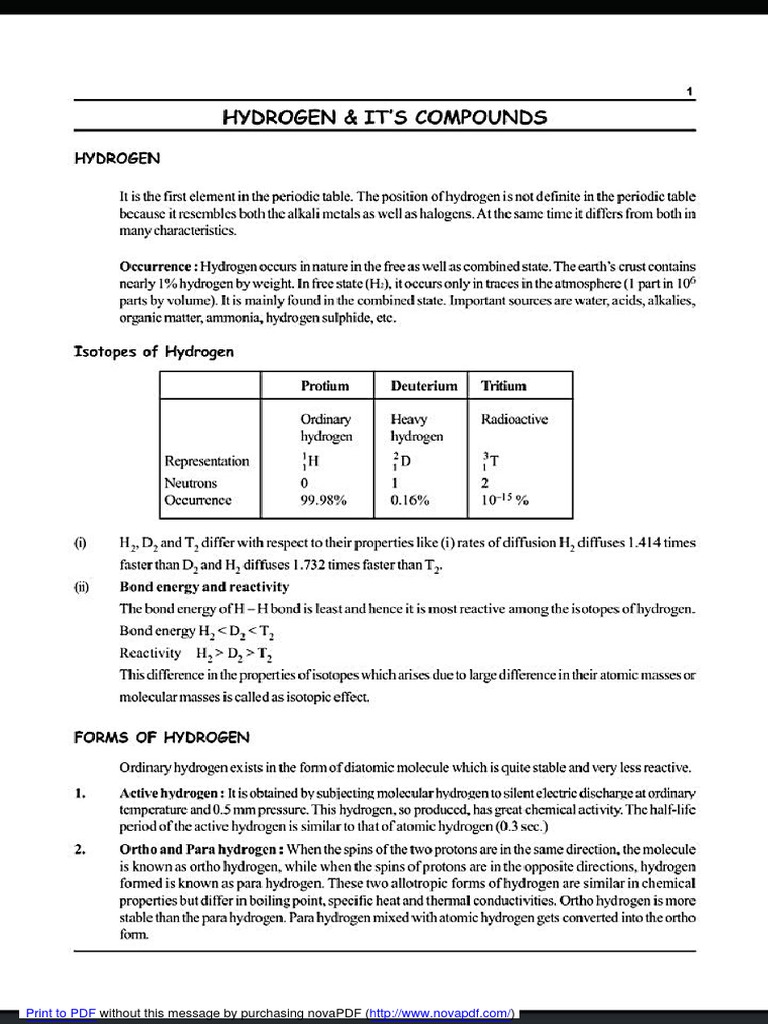 Chapter12 - Hydrogen & Compounds PDF | PDF | Career & Growth | Business