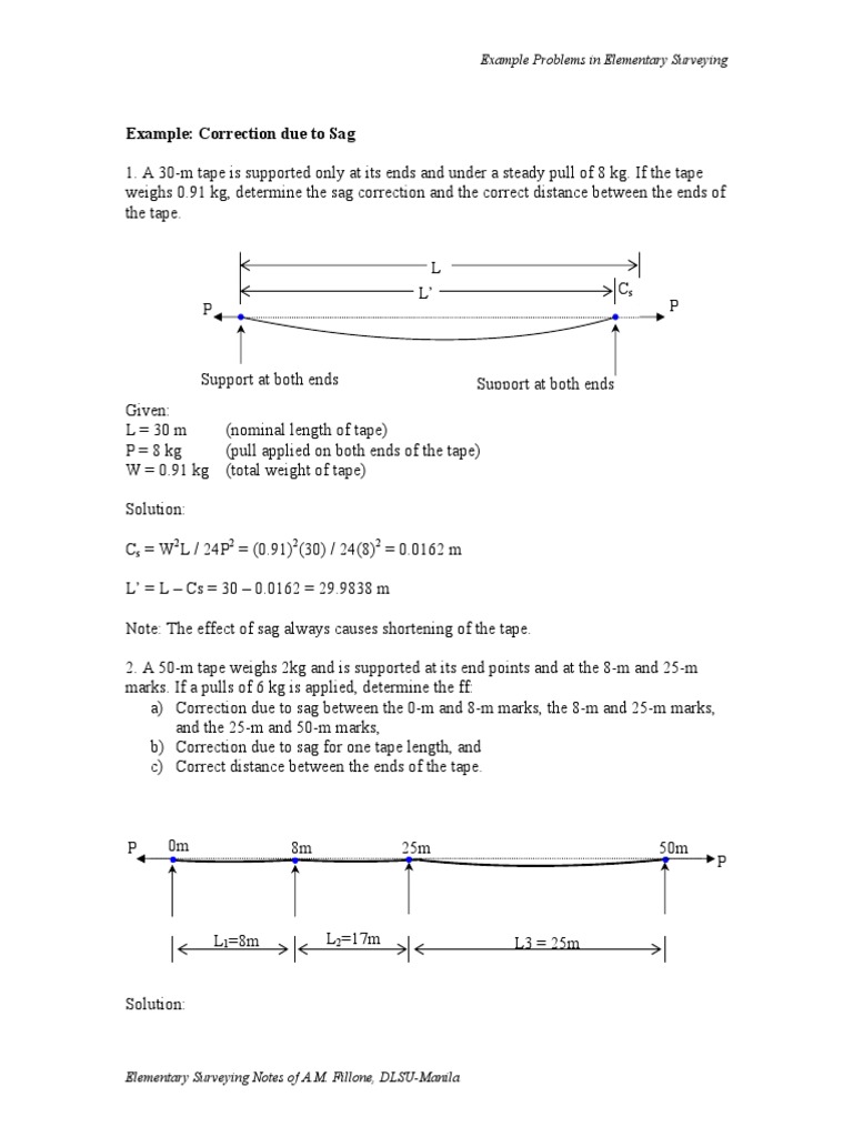 Example Problems in Elementary Surveying PDF | PDF