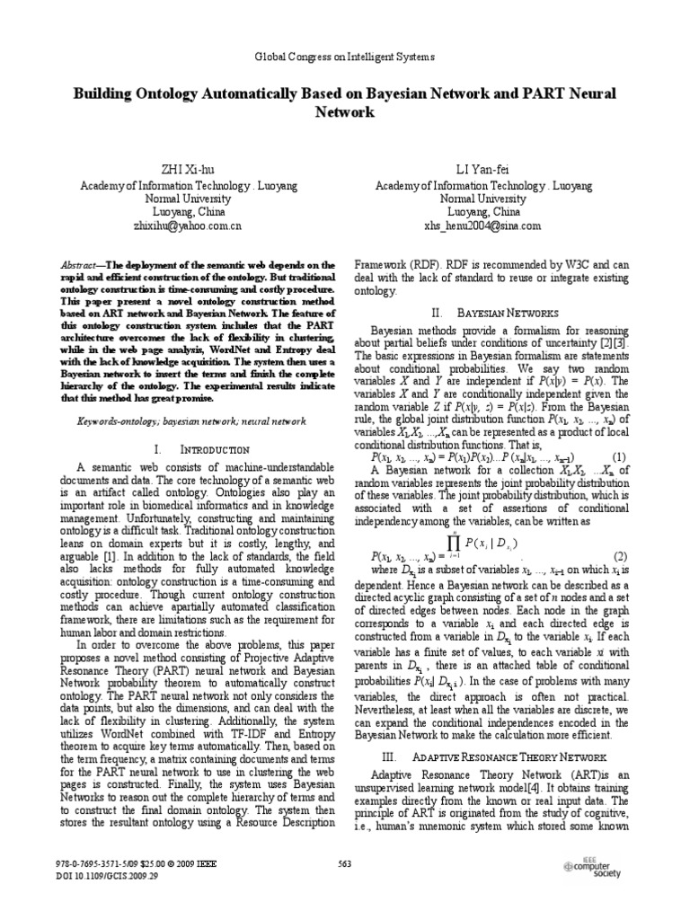 Building Ontology Automatically Based On Bayesian Network and PART Neural Network | PDF ...