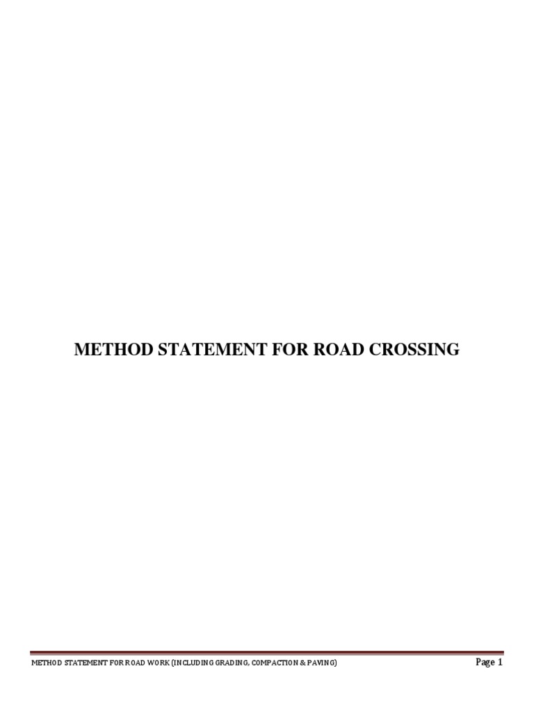 Method of Statement For Road Crossing Work | PDF | Road | Asphalt