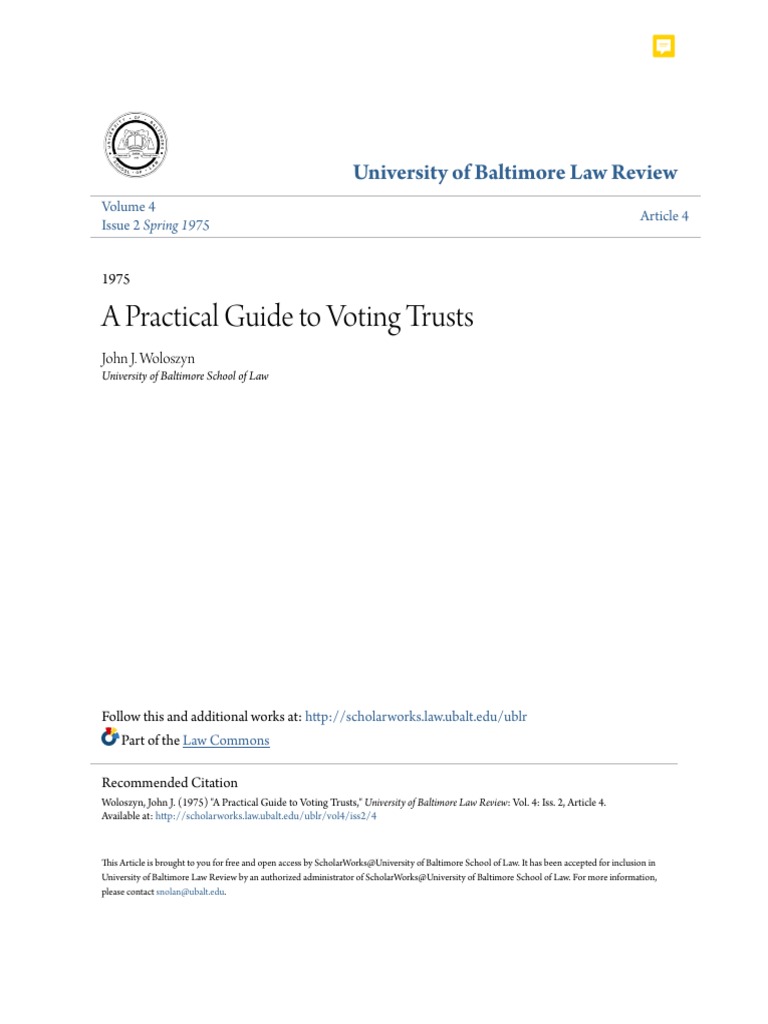 A Practical Guide To Voting Trusts | PDF | Trust Law | Trustee