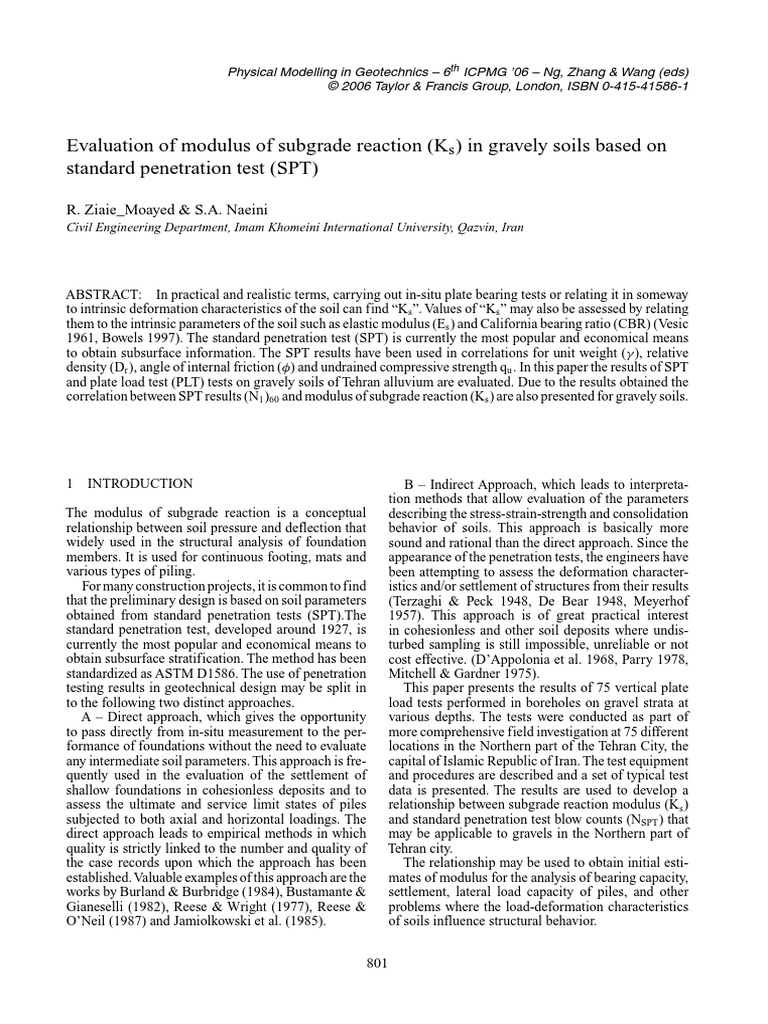 Evaluation of Modulus of Subgrade Reaction (K) in Gravely Soils Based ...