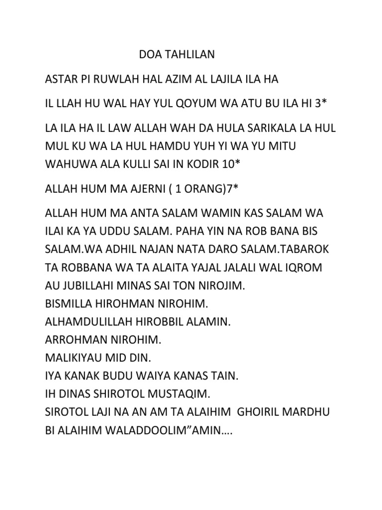 Doa Tahlilan | PDF