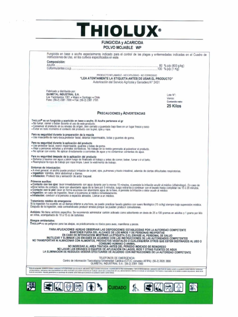 Thiolux Etiqueta | PDF