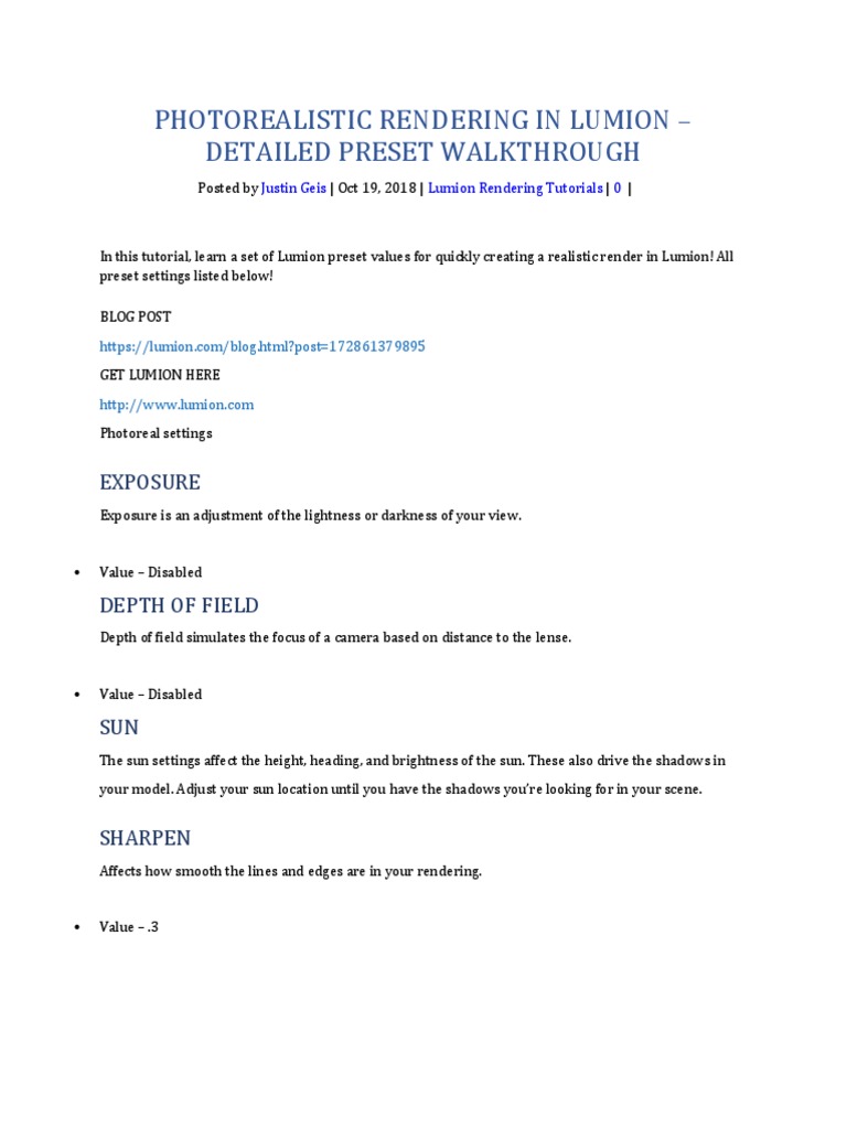 Lumion Setting | PDF | Rendering (Computer Graphics) | Shadow