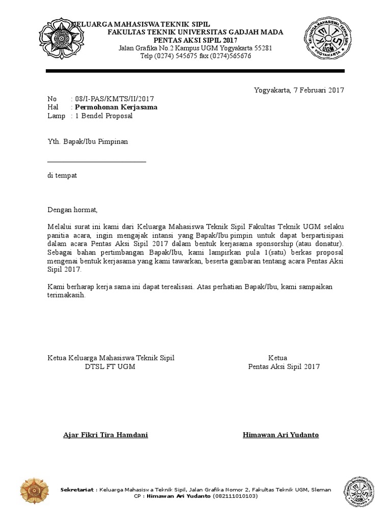 Surat Pengantar Proposal | PDF