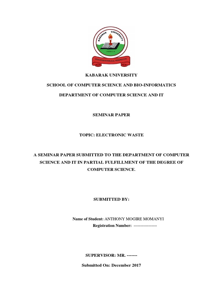 Anthony Mogire Momanyi (Recovered) | PDF | Electronic Waste | Waste ...