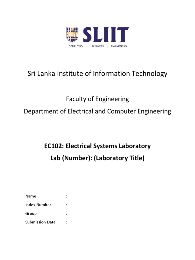 Cover Page - Electrical Systems Practicals | PDF | Laboratories ...