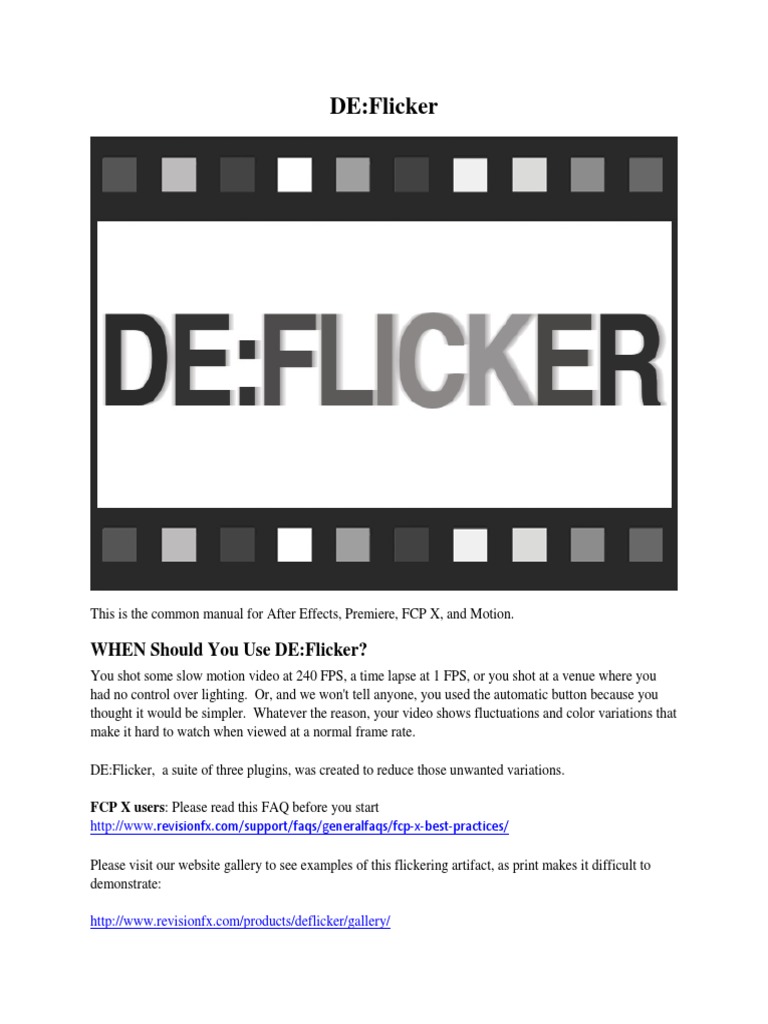 De Flicker Manual | PDF | Frame Rate | Camera