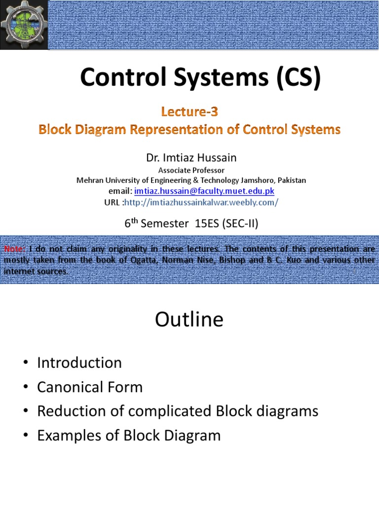 Lecture - 3 Block Diagram Representation of Control Systems | PDF ...