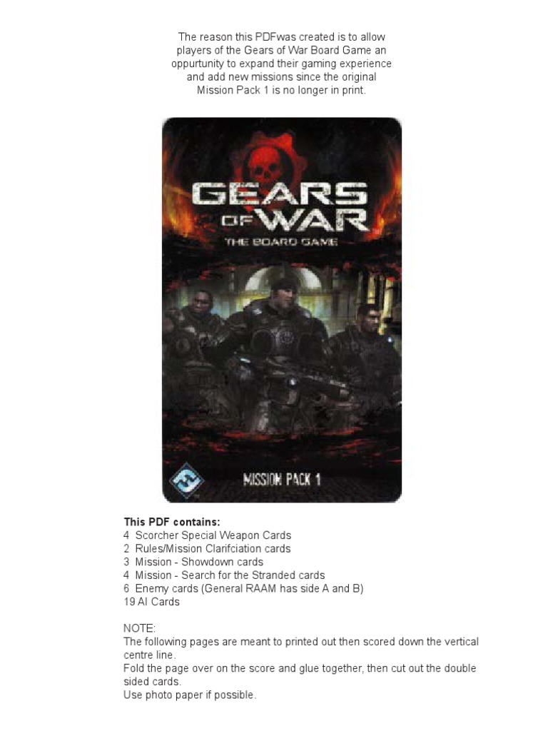 Gears of War Board Game Expansion Cards | PDF | Leisure | Sports