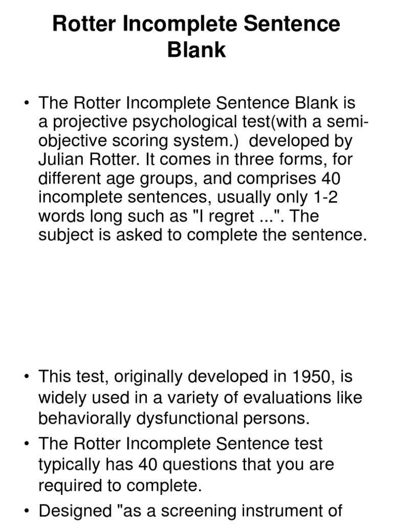Rotter Incomplete Sentence Blank | PDF