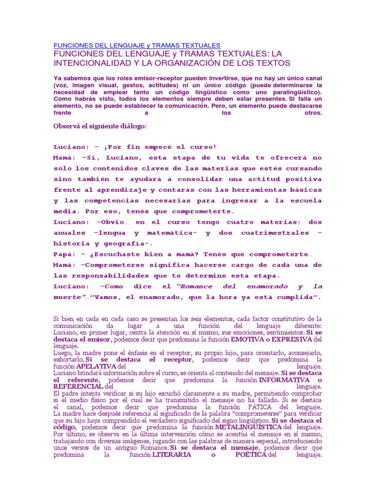 Funciones Del Lenguaje y Tramas Textuales | PDF | Moluscos | Lingüística