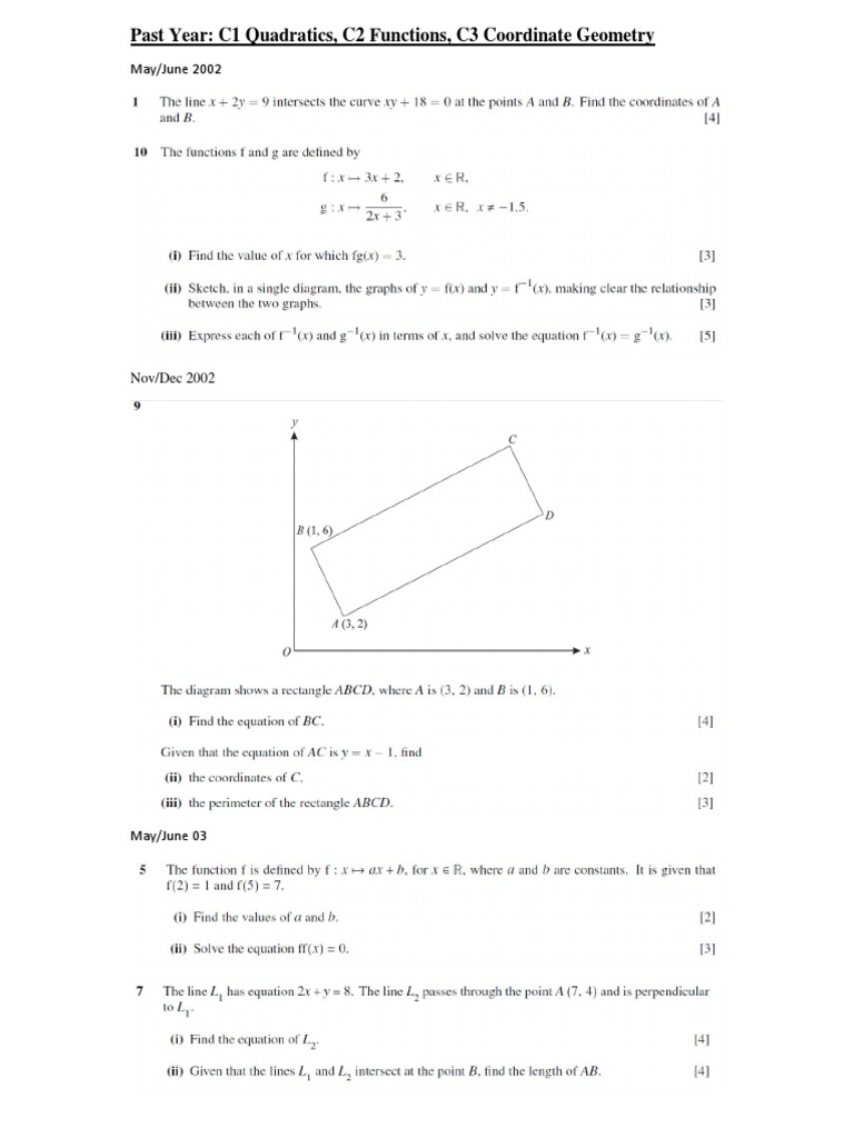 Quadratics, Functions, Geometry 2002 | PDF