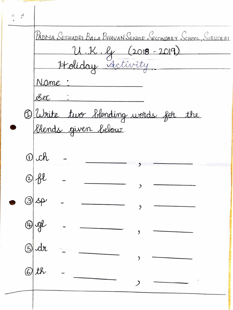 Ukg Holiday Assignment | PDF | Foreign Language Studies | Science ...