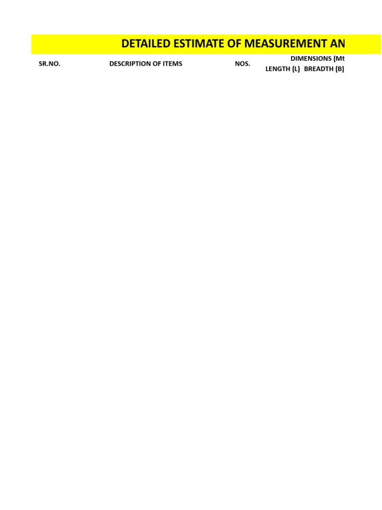 Detailed Estimate of Measurement and Quantity Calculation | PDF