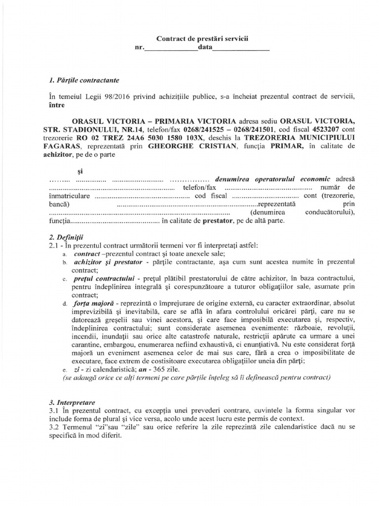 Model Contract de Servicii