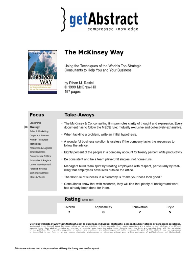 The Mckinsey Way Rasiel en 168 | PDF | Mc Kinsey & Company | Consultant
