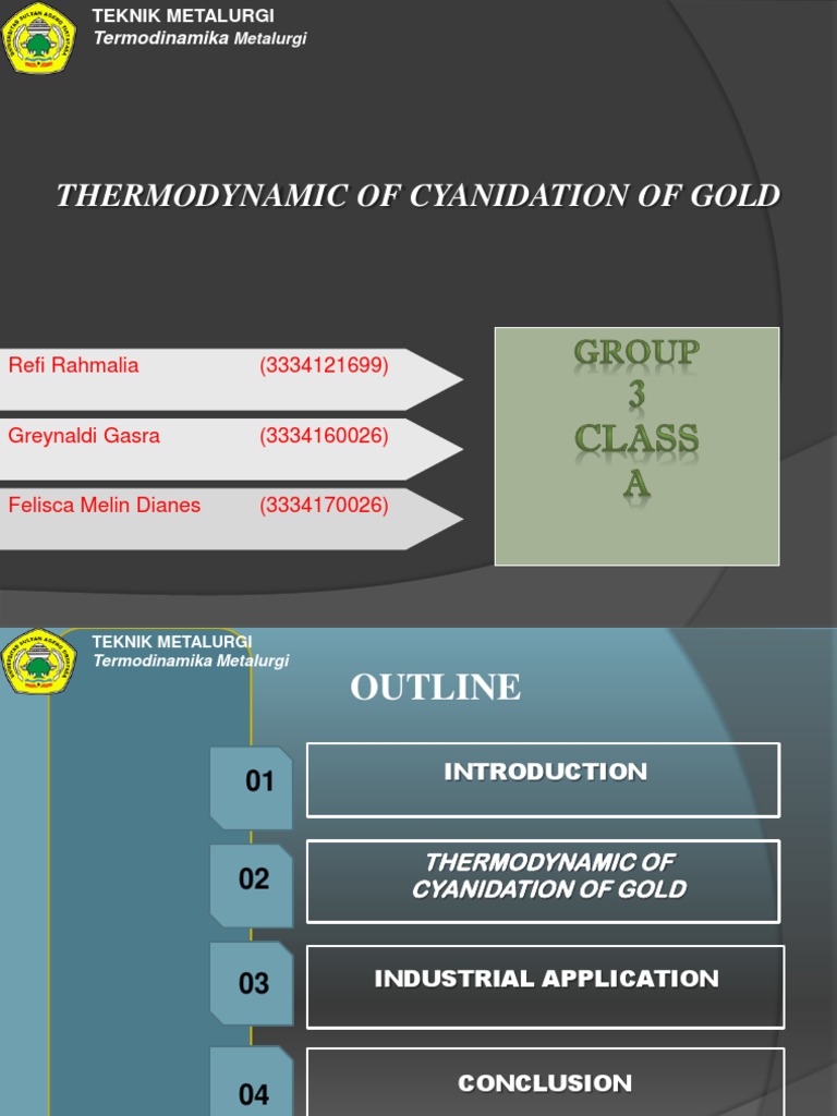 Thermodynamic of Cyanidation of Gold: Termodinamika | PDF | Cyanide ...