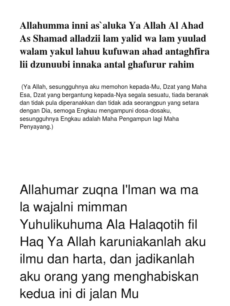 Allahumma Inni As | PDF | Agama & Spiritualitas