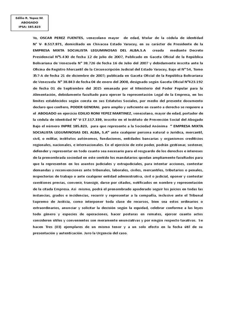 Poder General | PDF | Venezuela | Gobierno