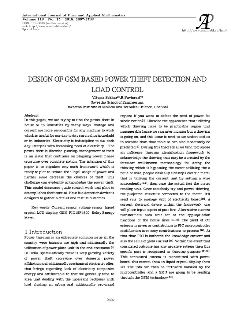Design of GSM Based Power Theft Detection and Load Control | PDF ...