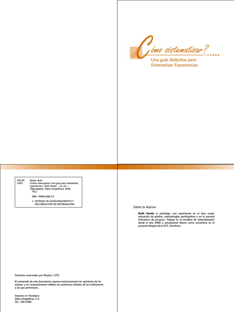 DOCUMENTO GUIA Sistematizar - Guia Ruth Varela PDF | PDF | Conocimiento ...
