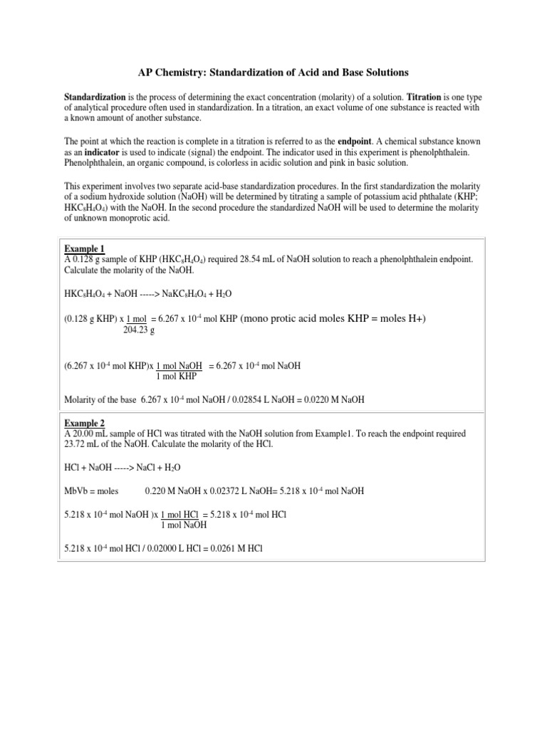 KHP Lab | PDF | Titration | Chemistry