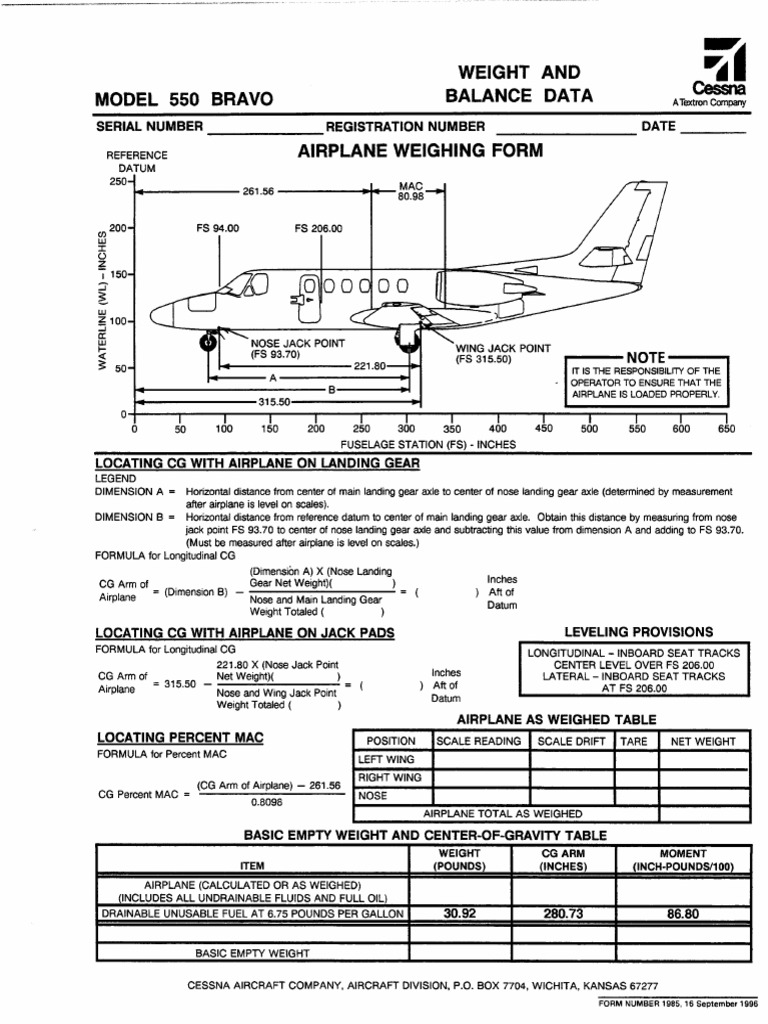 Airplane Weighing Form | PDF