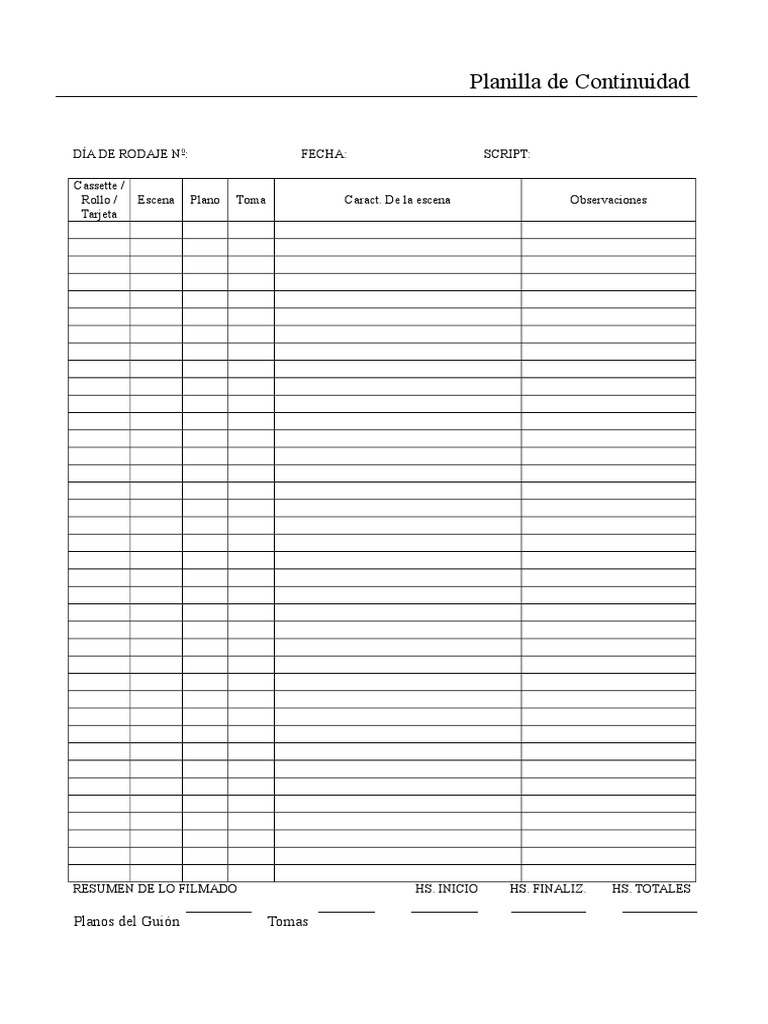 Planilla de Continuidad | PDF