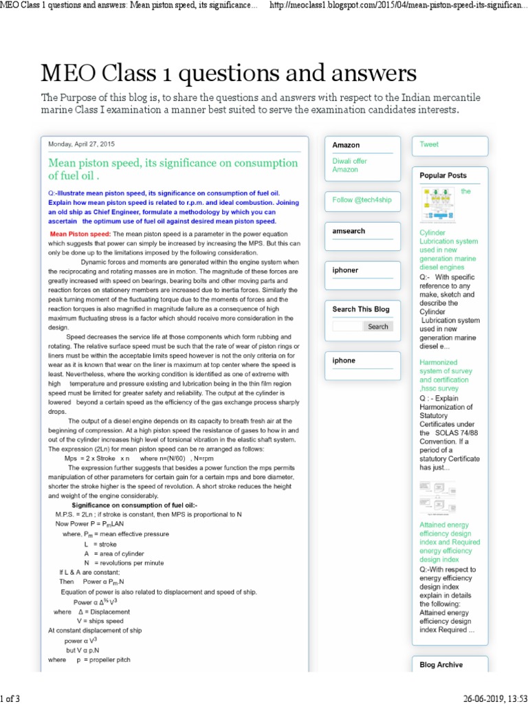 MEO Class 1 Questions and Answers | PDF