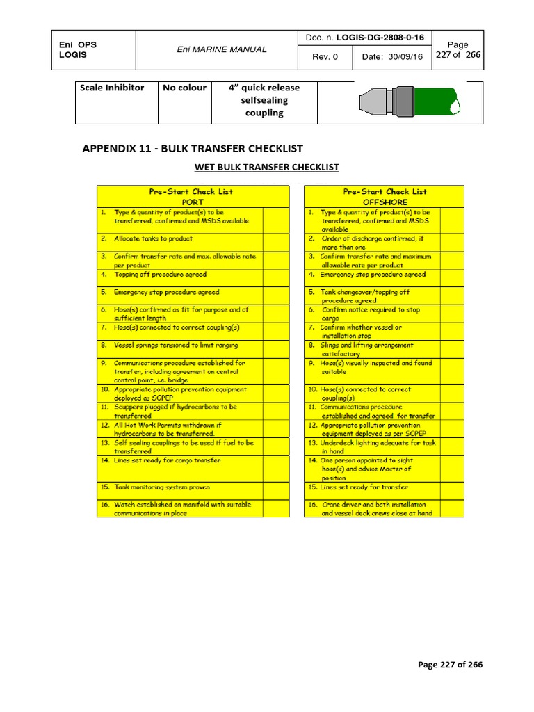 Appendix 11 - Bulk Transfer Checklist | PDF