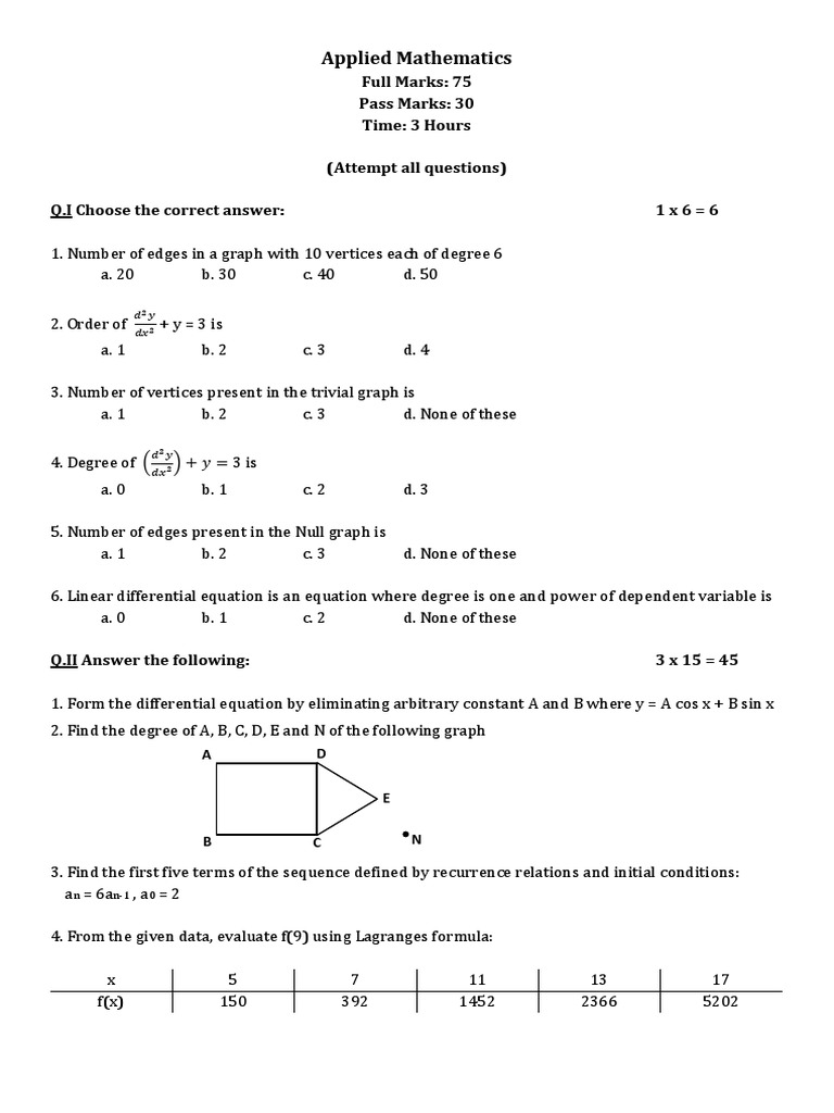 Applied Mathematics Question | PDF | Mathematical Relations | Mathematical Concepts