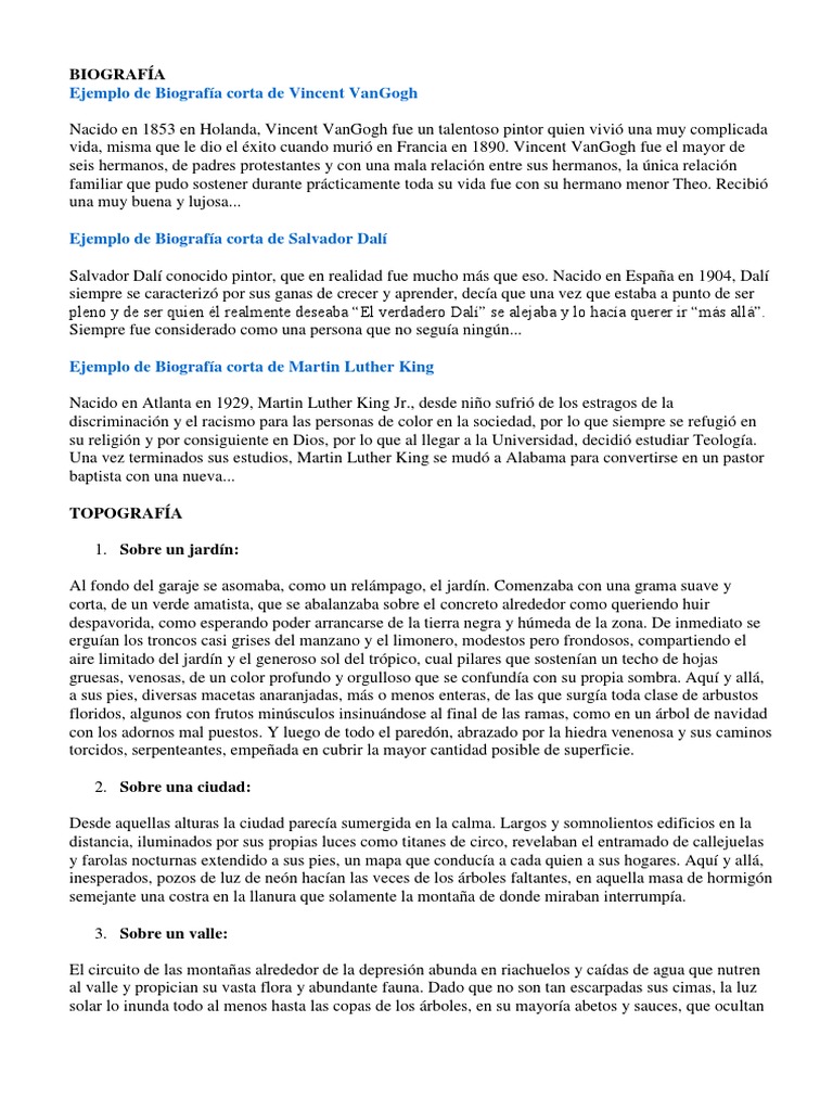 Ejemplos de Biografias | PDF | Martin Luther King hijo. | Naturaleza