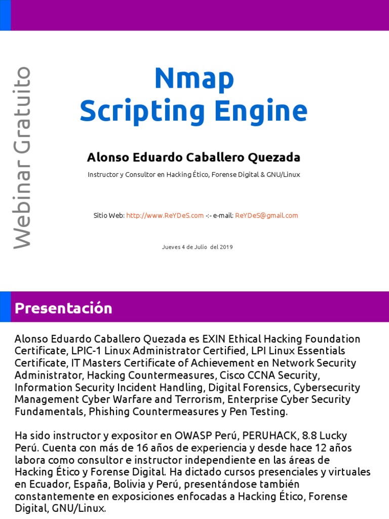 Webinar Gratuito: Nmap Scripting Engine | PDF | Malware | Tecnología ... Webinar Gratuito: Nmap Scripting Engine | PDF | Malware | Tecnología ...