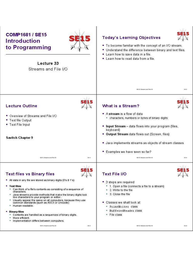 To Programming: COMP1681 / SE15 | Download Free PDF | Computer File | Input/Output